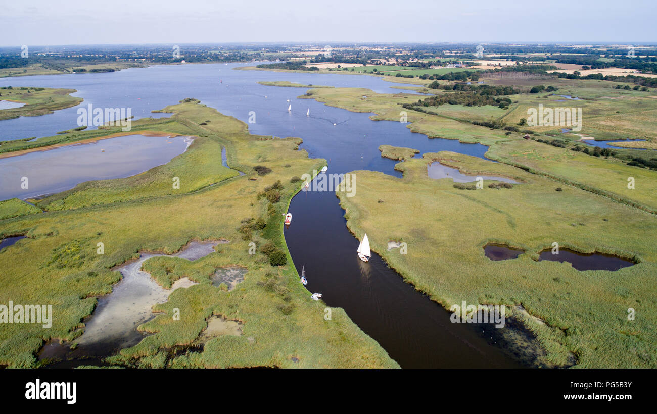 Drone picture dated August 22nd shows sail boats Hickling Broad on the ...