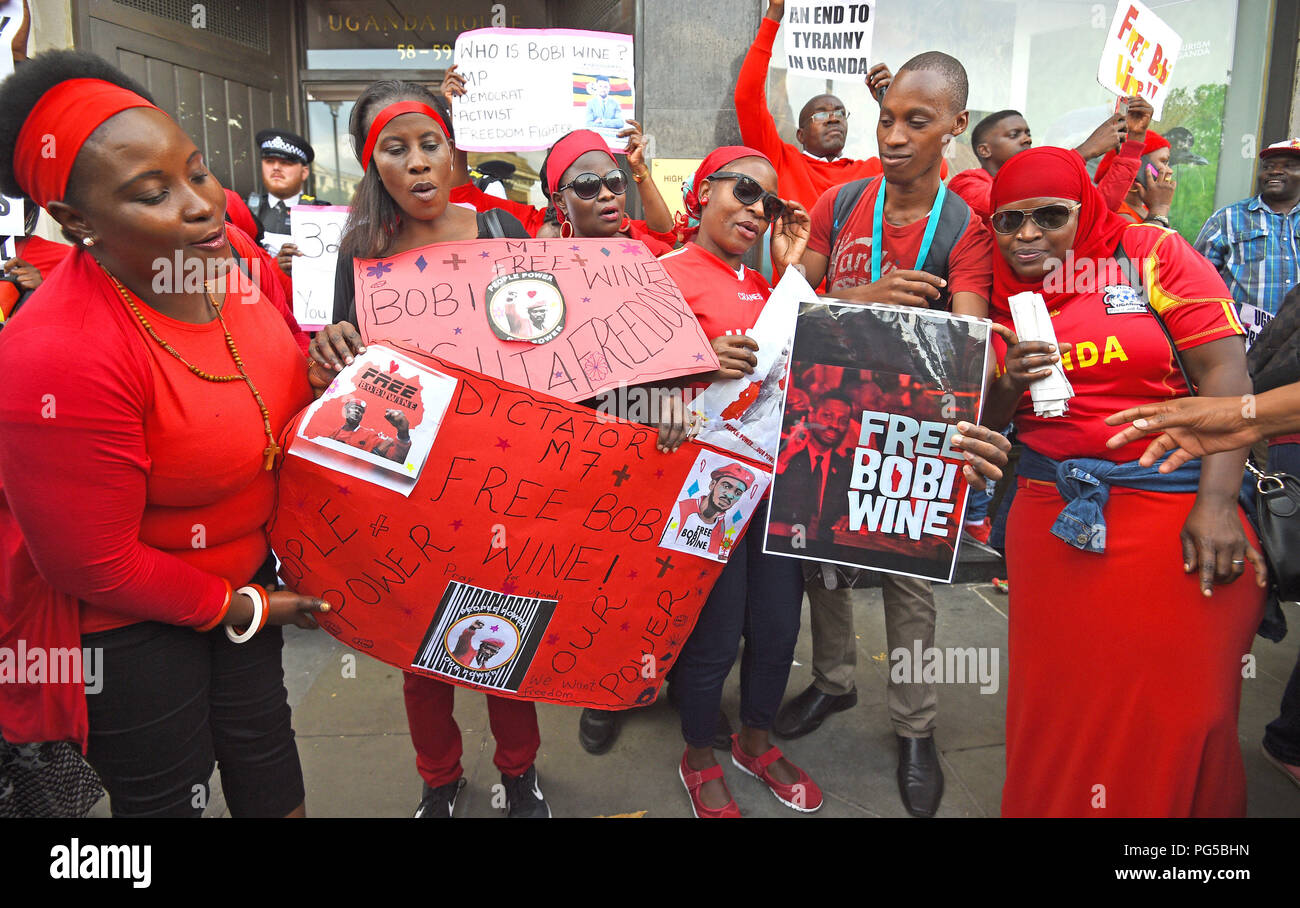 Ugandans protest outside Uganda House in Trafalgar Square, London ...