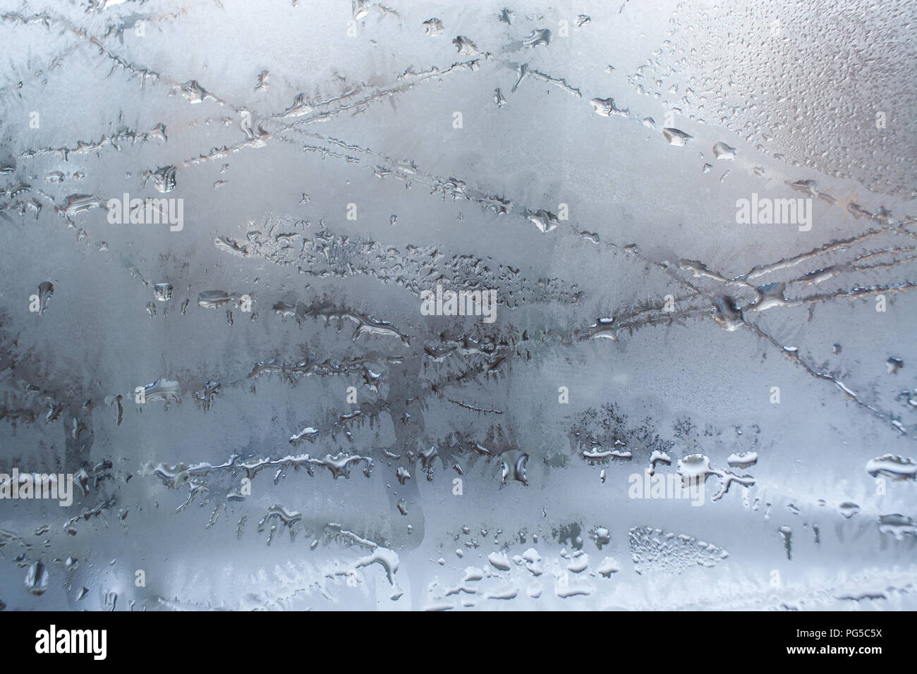Close-up melting ice patterns on window glass Stock Photo - Alamy