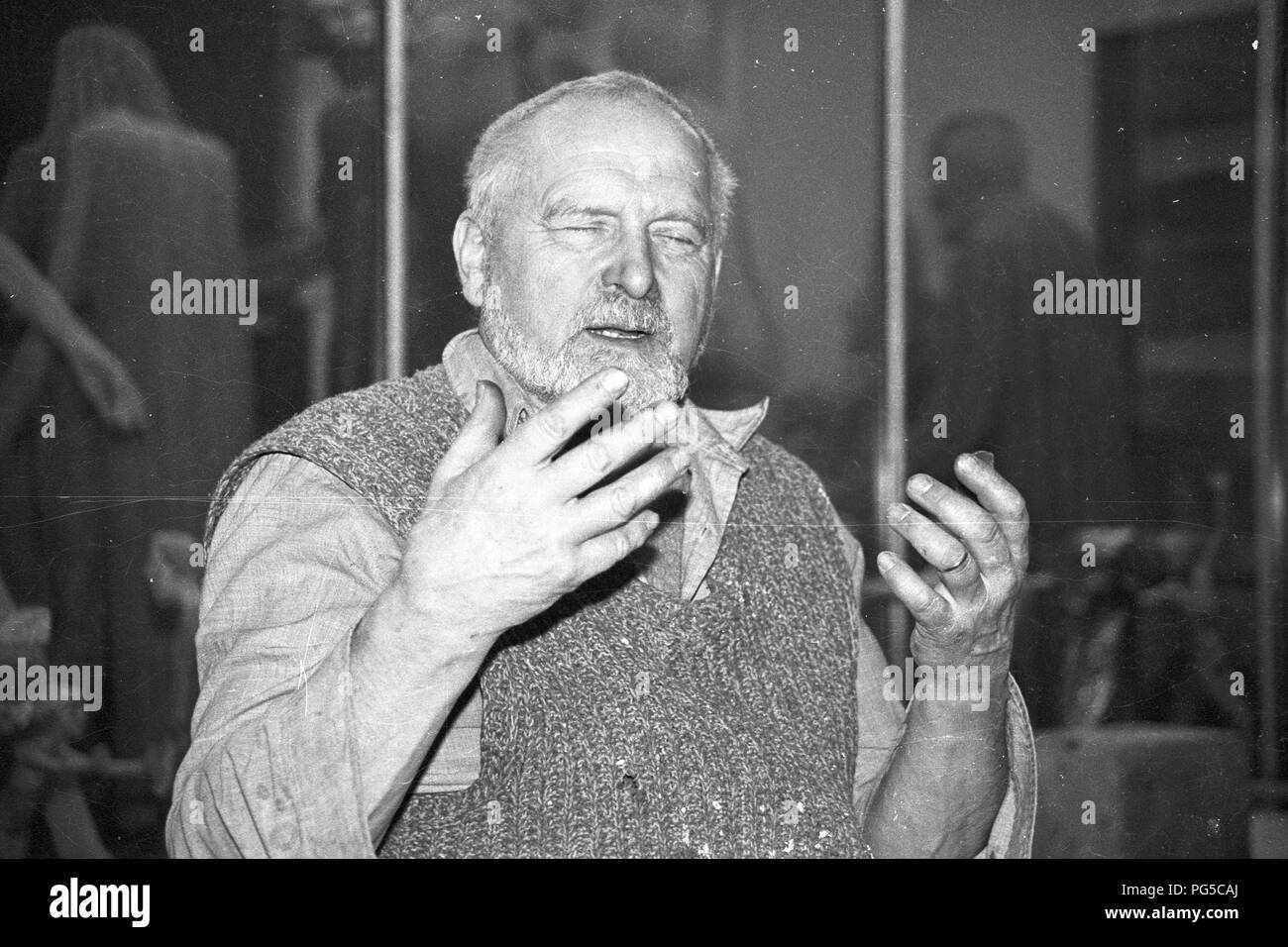The Czech sculptor Olbram Zoubek (1926-2017) in his studio in Prague ...