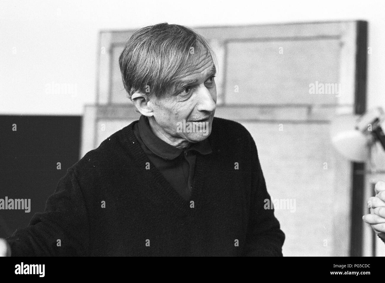 "The Czech painter Milan Grygar (born in 1926 in Zvolen) in his studio ...