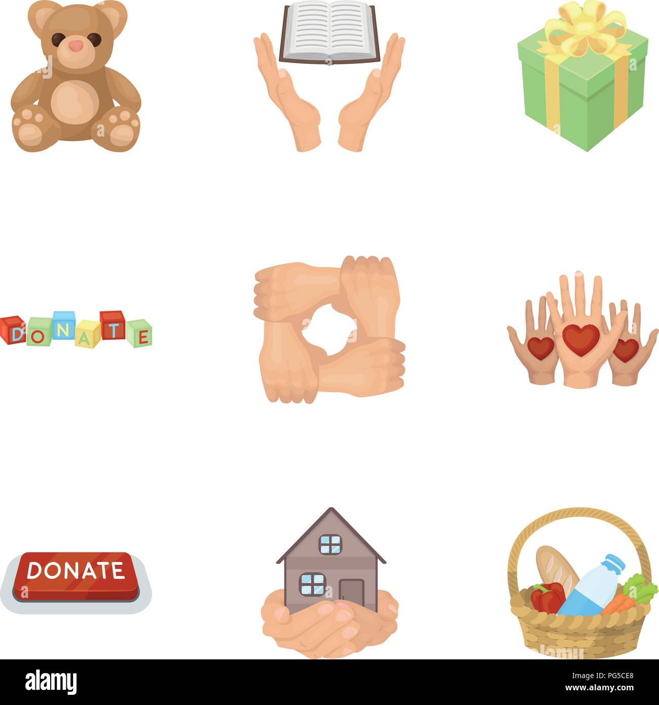 Charitable Foundation. Icons on helping people and donation.Charity and ...