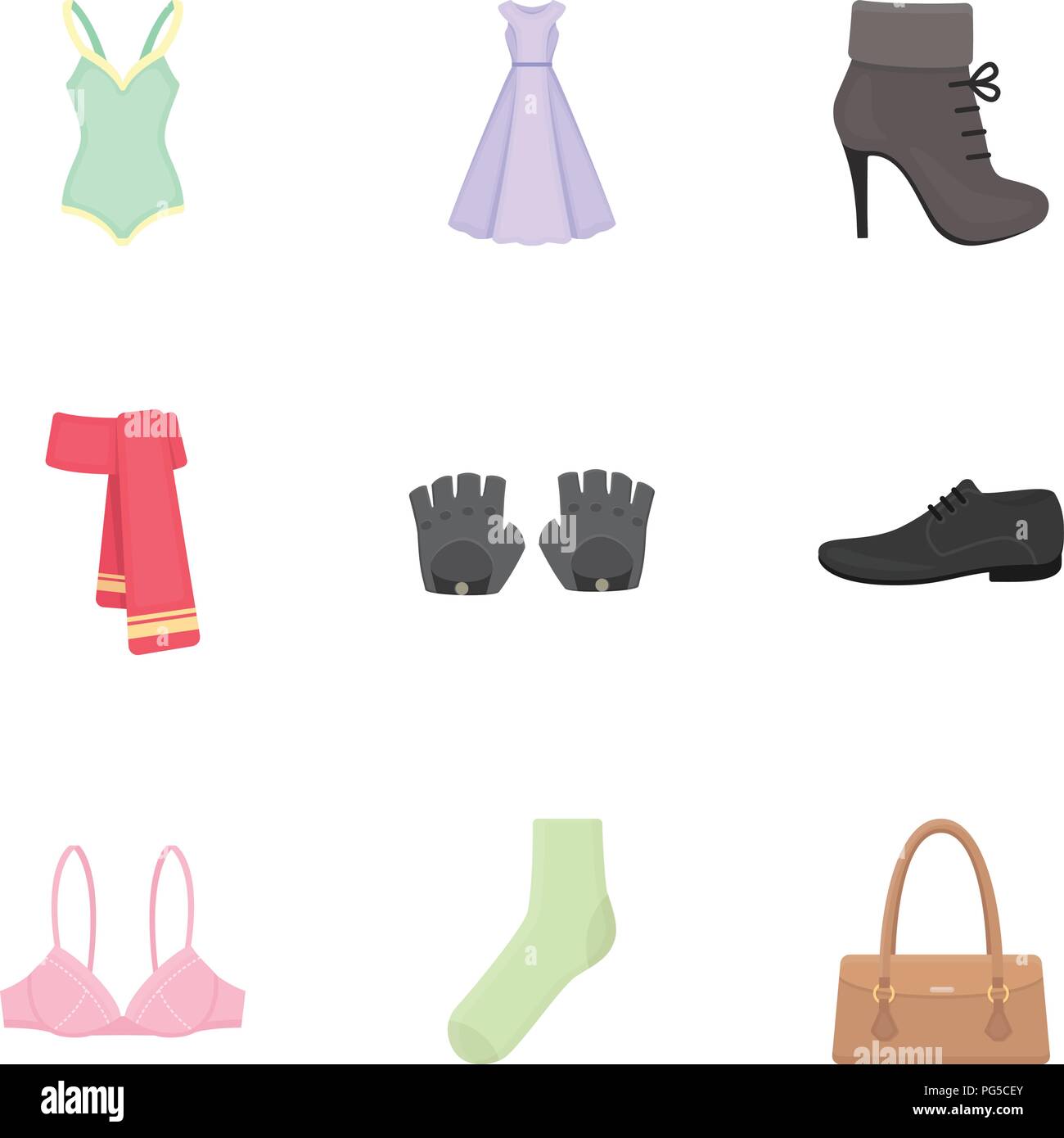 Clothes set icons in cartoon style. Big collection of clothes vector ...