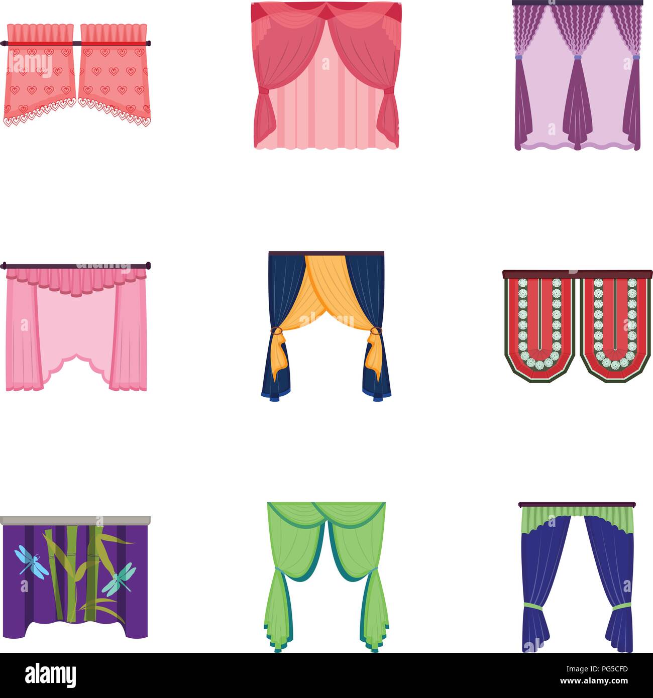 Textiles, curtains, drapes, and other icon in cartoon style. Car, hand ...