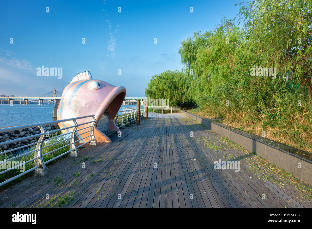 Fish shaped information center shows some kinds of fishes lives in Han ...
