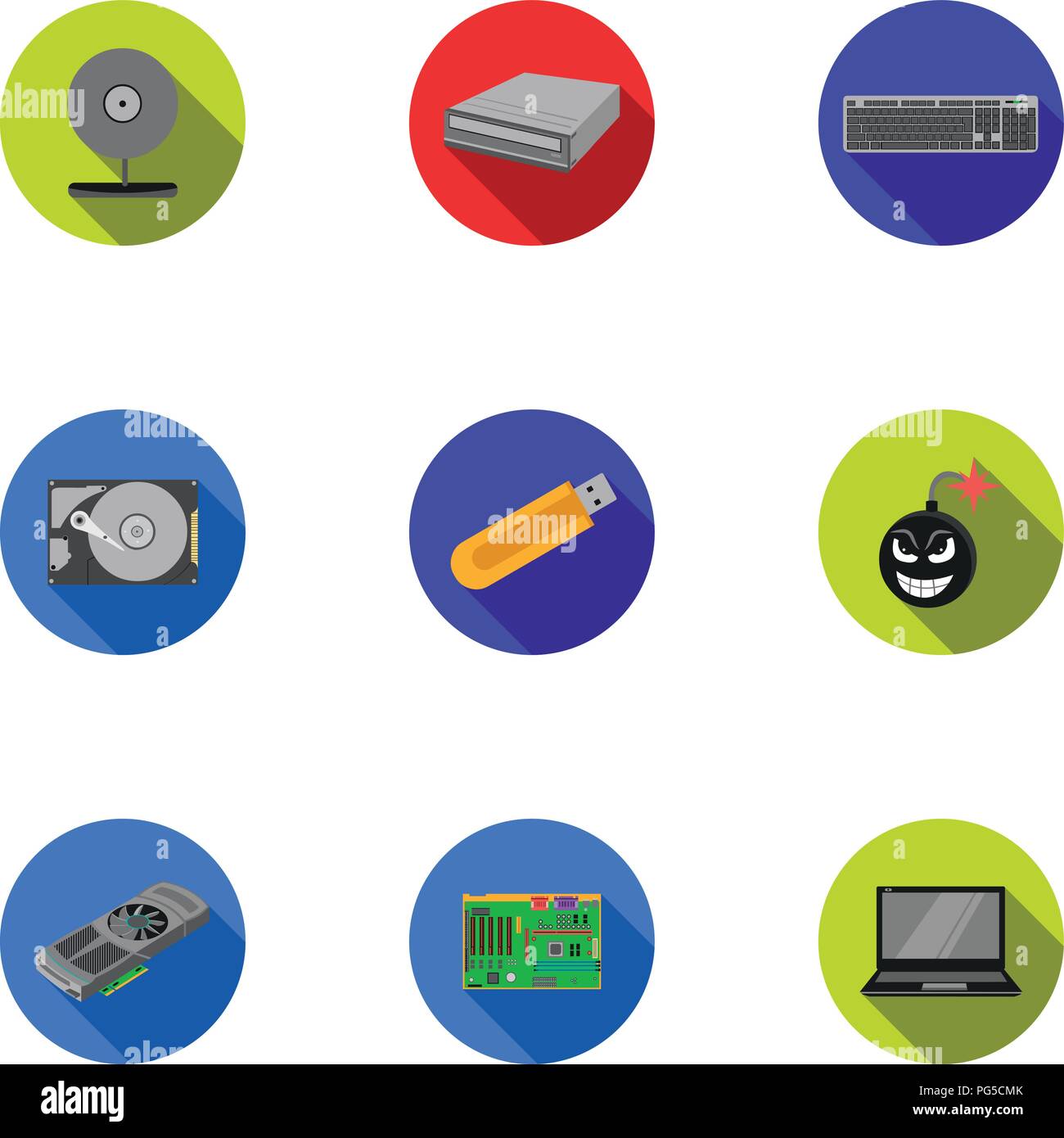Personal computer set icons in flat style. Big collection of personal ...