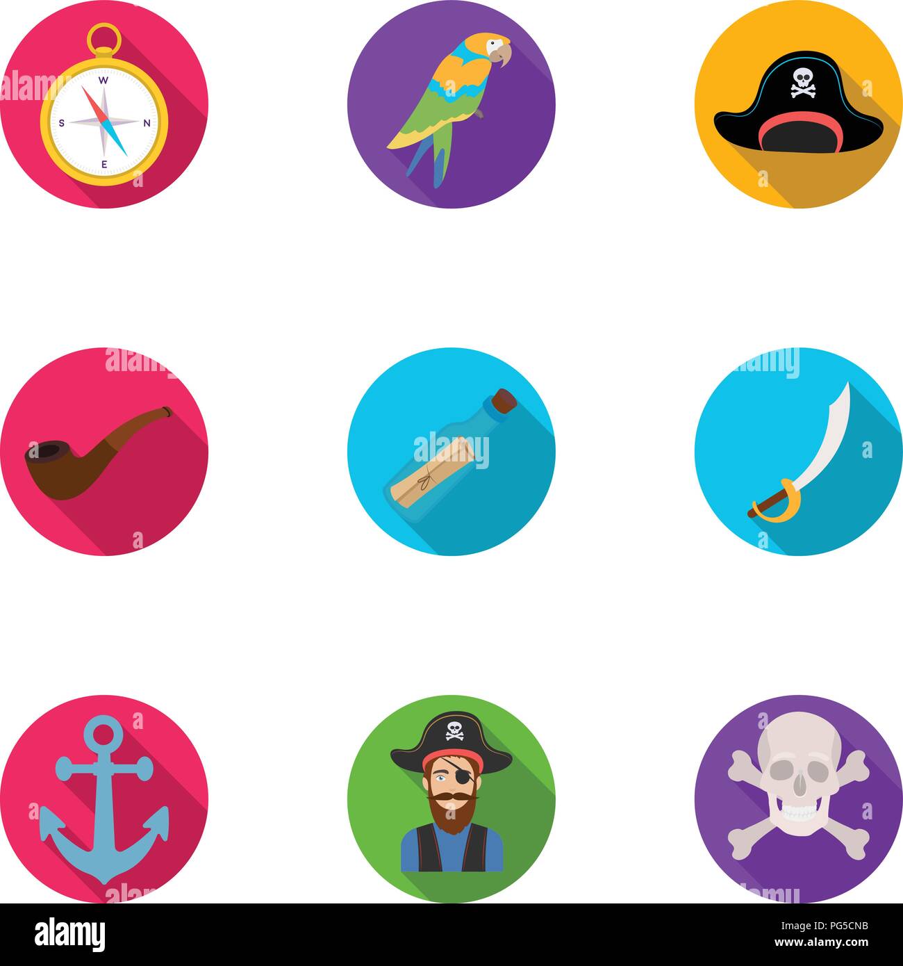 Pirates set icons in flat design. Big collection of pirates vector ...