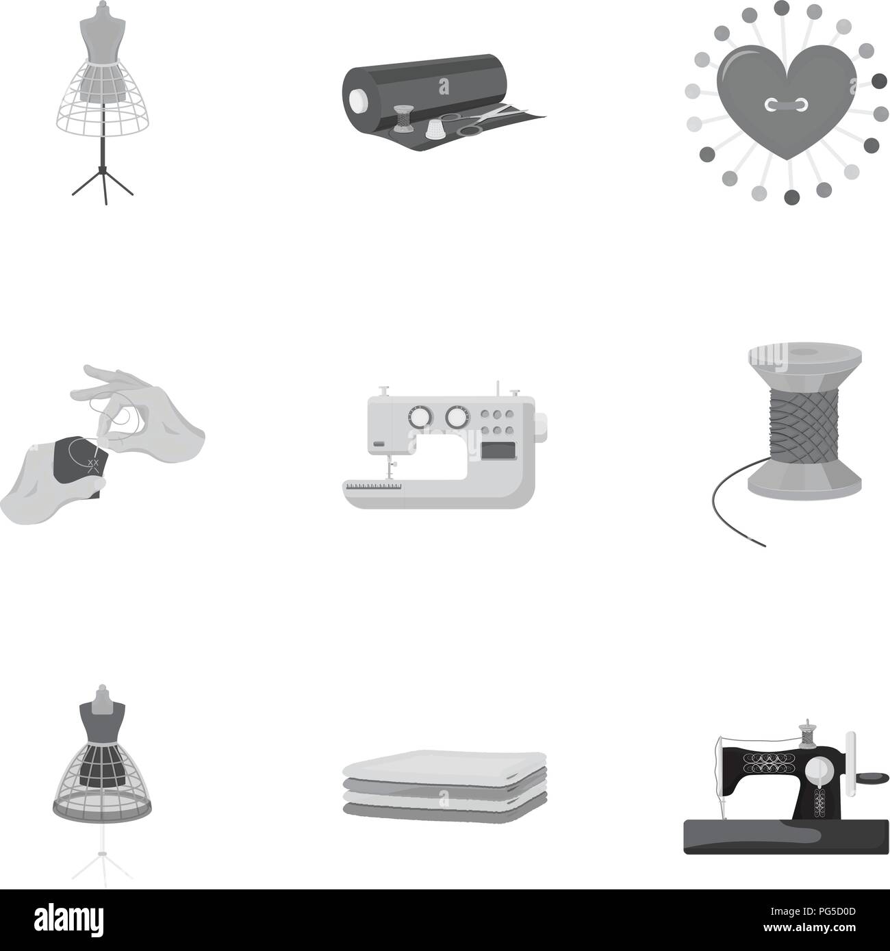 coil with thread, sewing machine, fabric and other equipment. Sewing ...