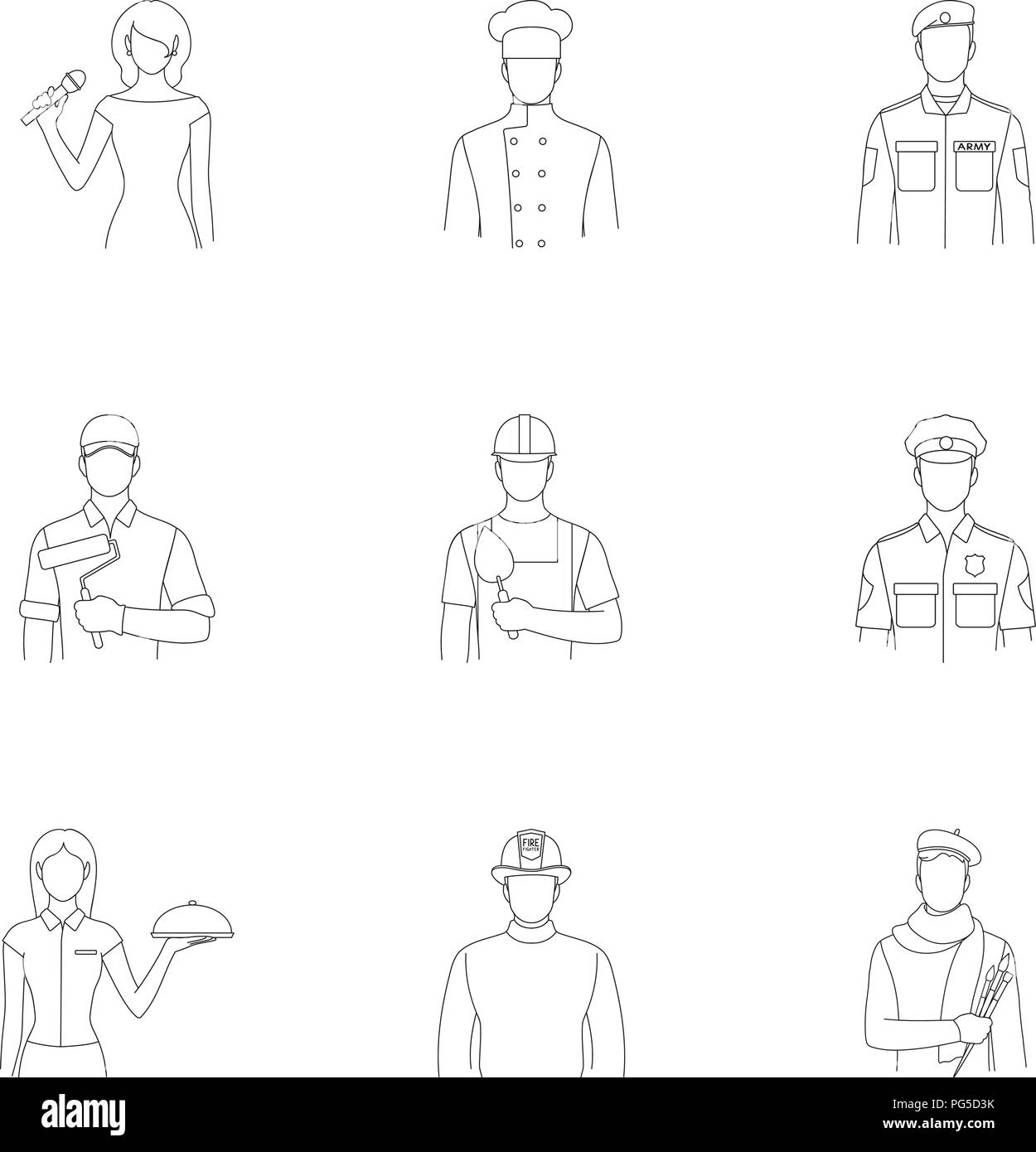 Doctor, worker, military, artist and other types of profession ...