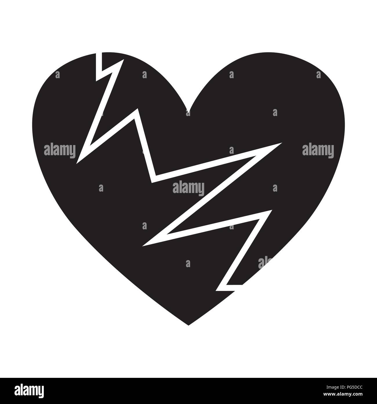 Broken Heart icon isolated on white background, heartbreak Vector and ...
