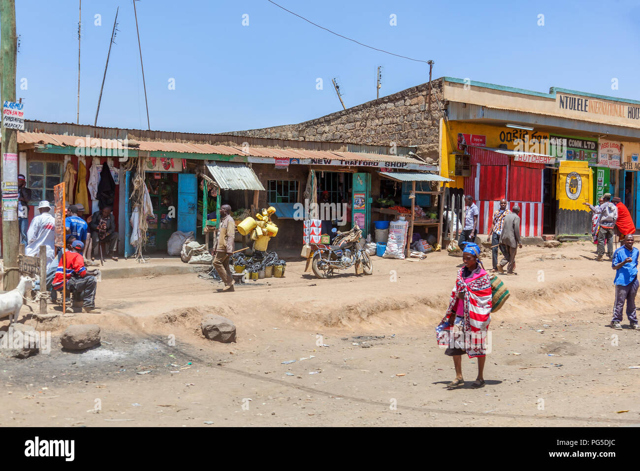 Shopping street in a small rural village in Kenya Stock Photo - Alamy