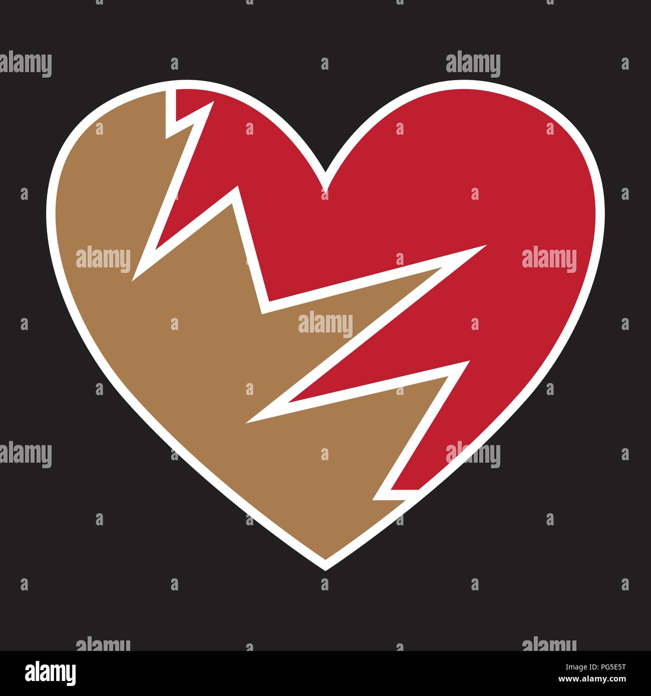Broken Heart icon isolated on white background, heartbreak Vector and ...