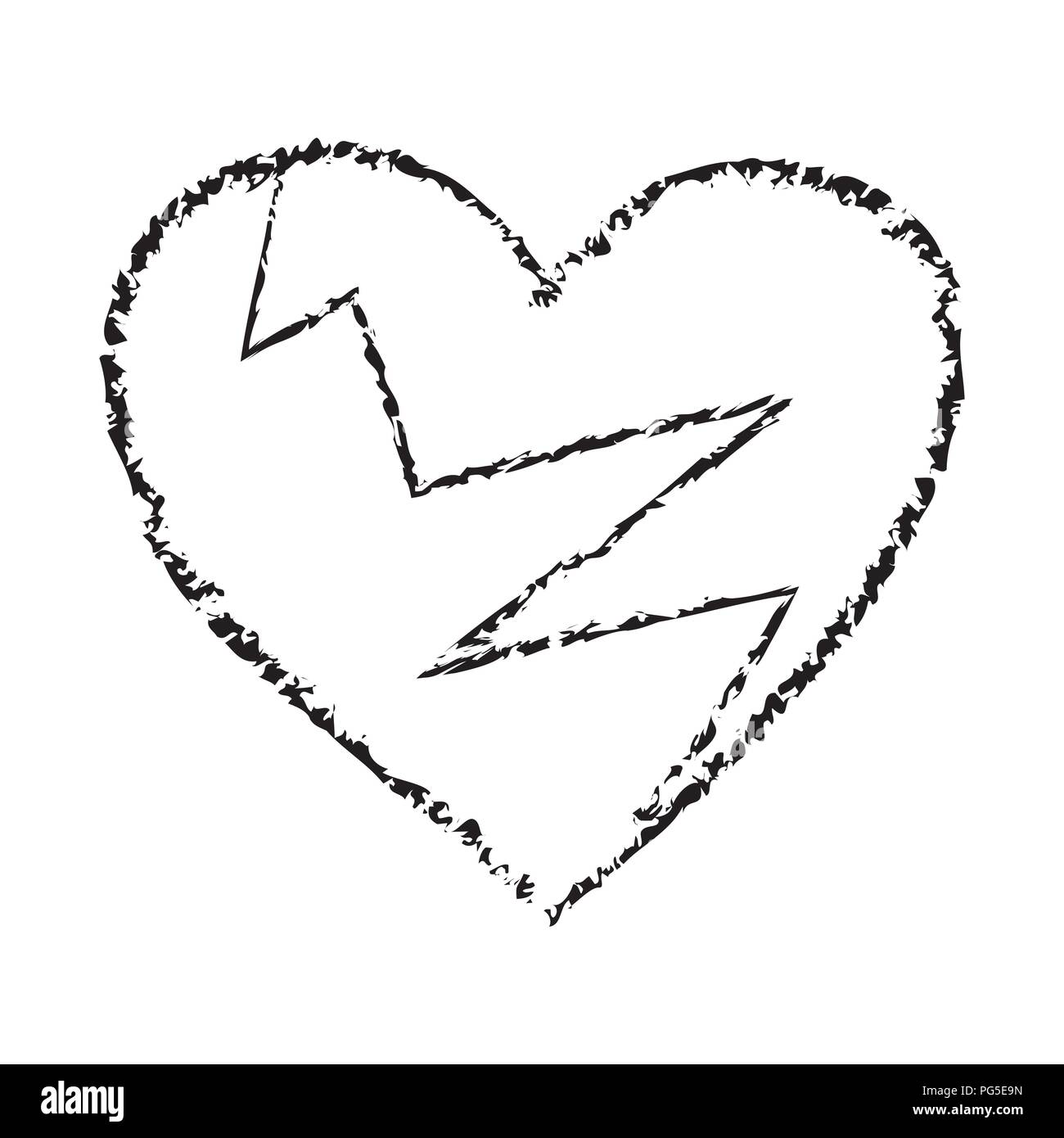 Broken Heart icon with brush painting isolated on white background ...