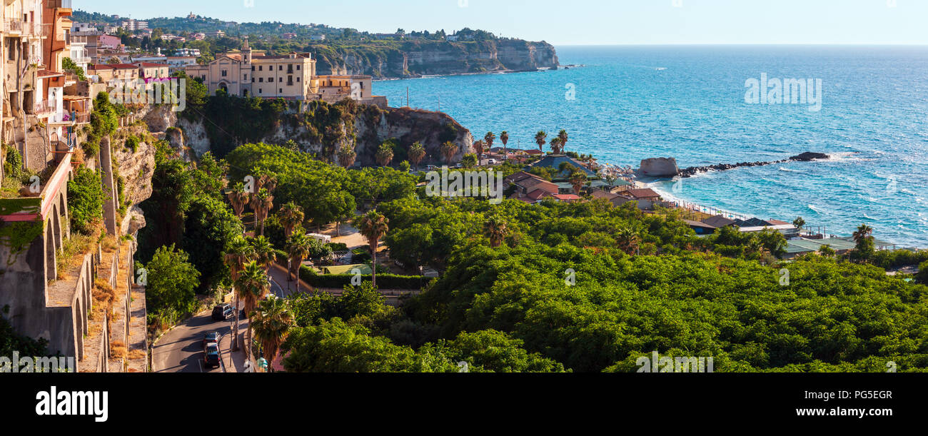 Tropea town coast view, Calabria, Italy,Tyrrhenian Sea. People are ...
