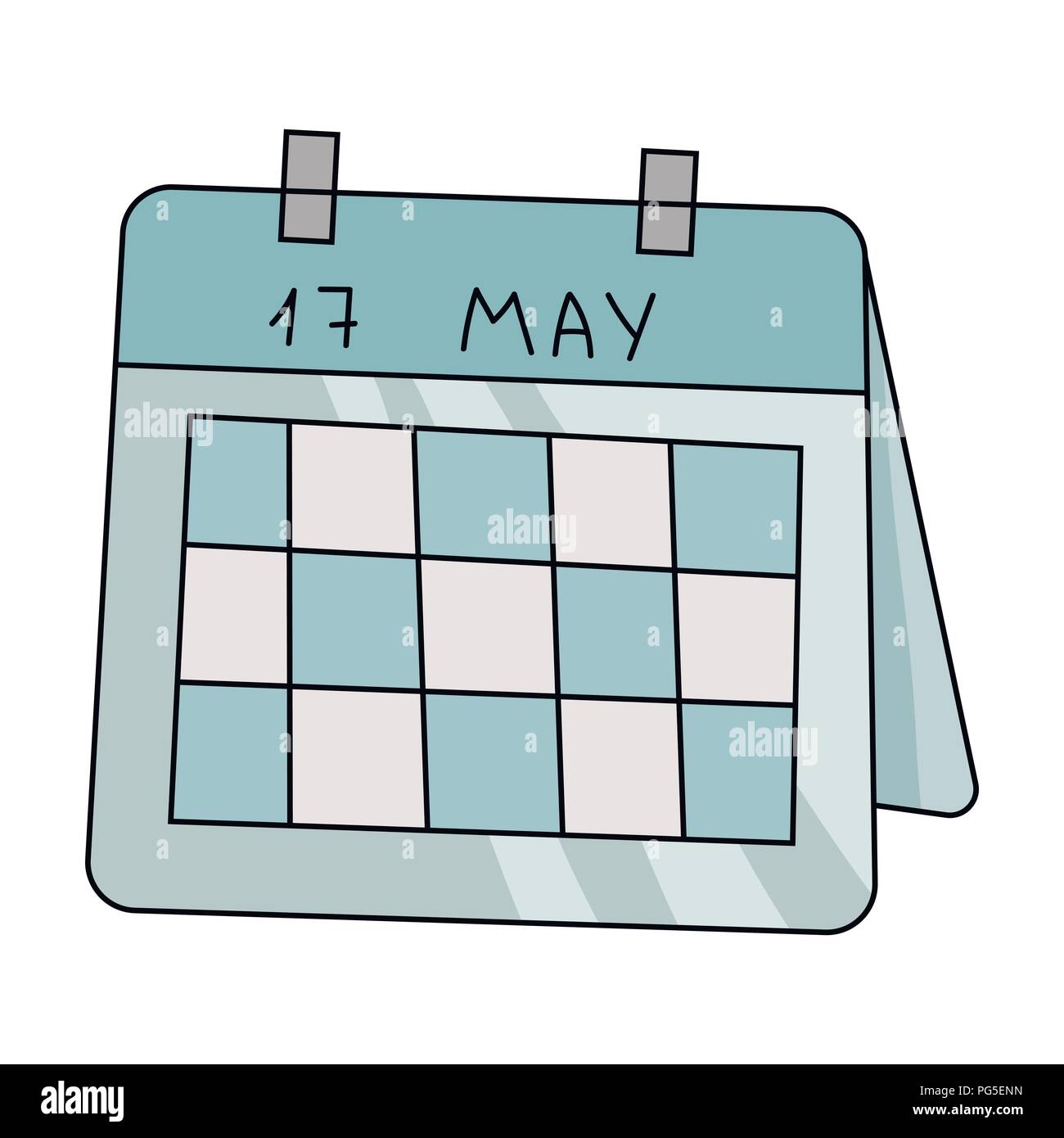 Calendar icon in cartoon design isolated on white background ...