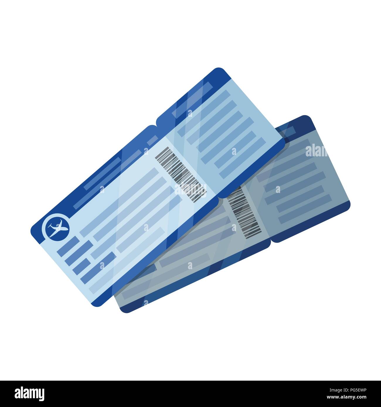 Two airline tickets icon in cartoon design isolated on white background ...