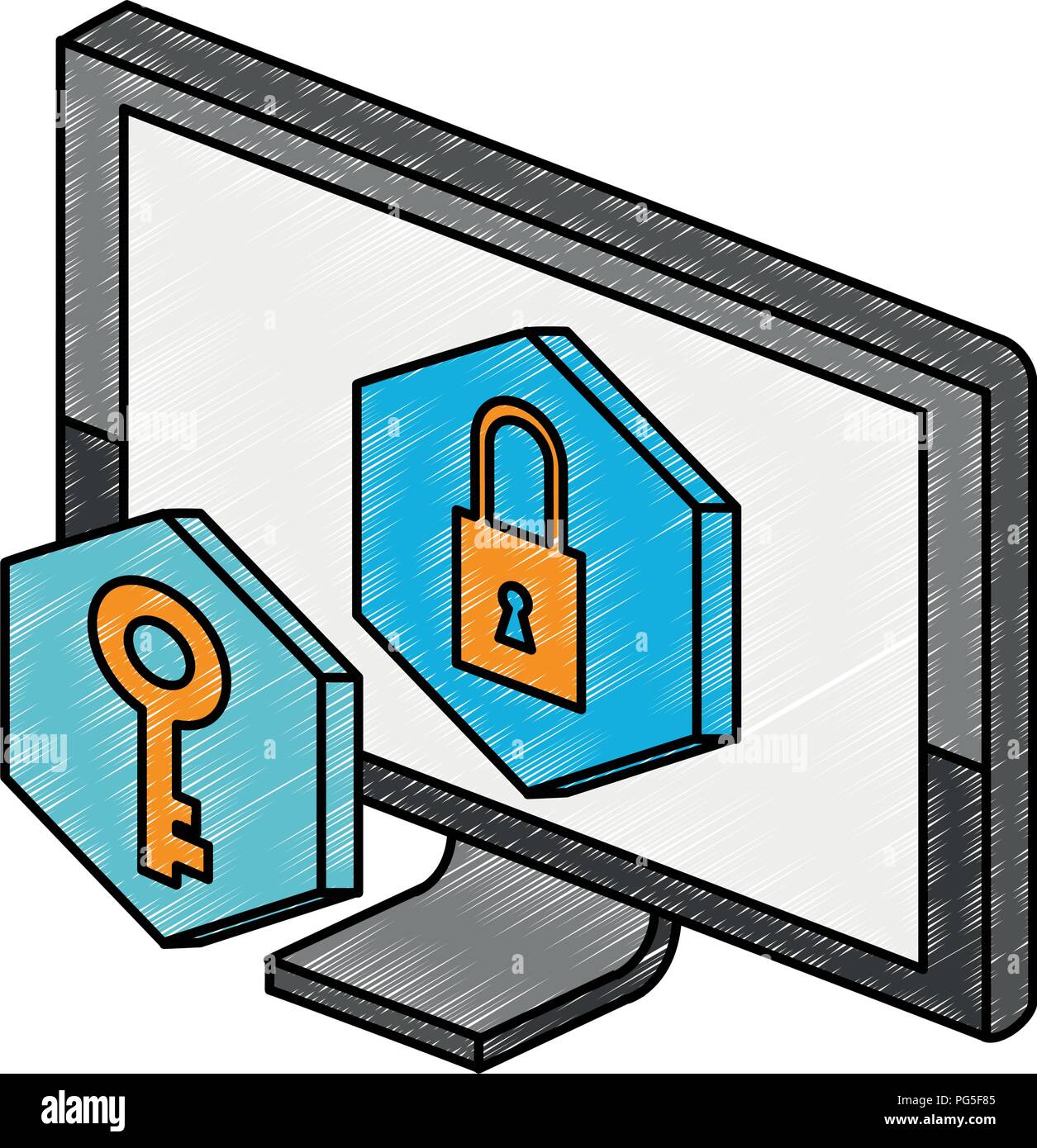 Computer security system scribble Stock Vector Image & Art - Alamy