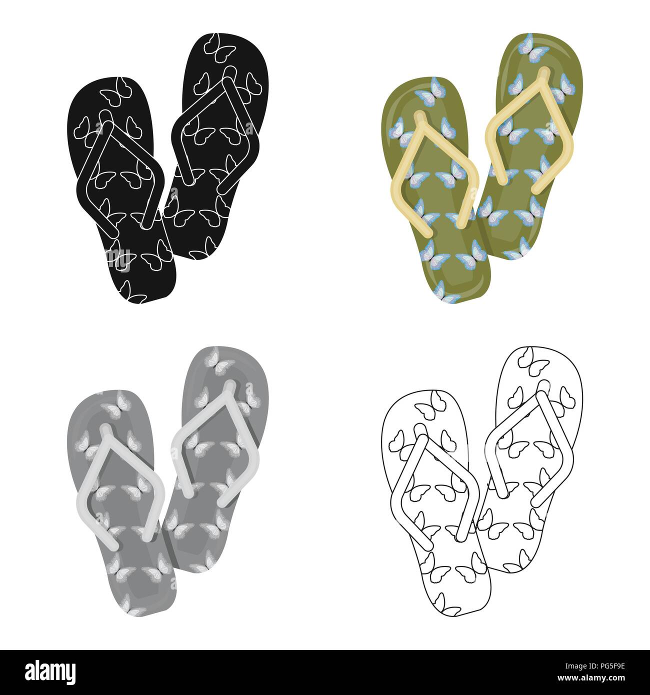 Summer rubber flip flops.Flip flops single icon in cartoon style vector ...