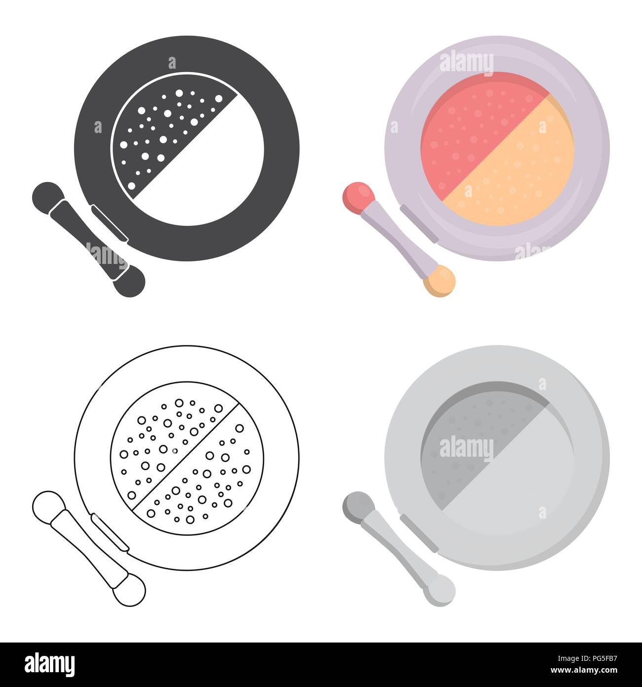 Face powder icon in cartoon style isolated on white background. Make up ...