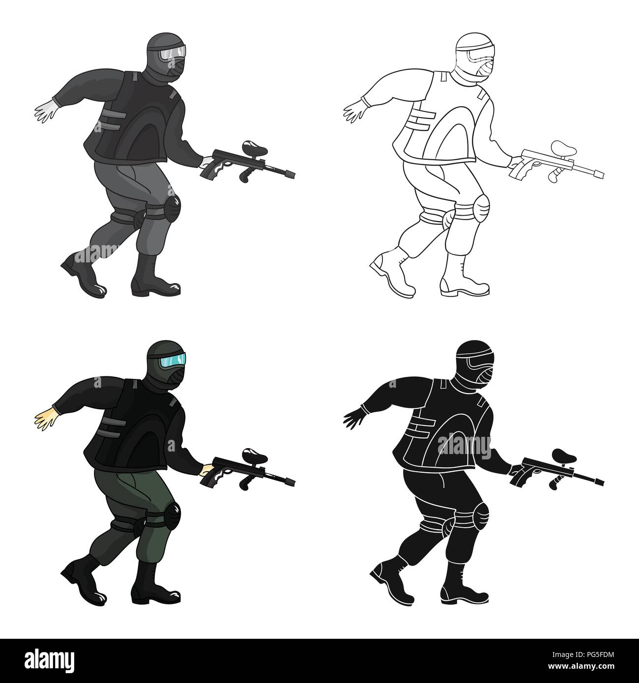 Paintball player icon in cartoon design isolated on white background ...