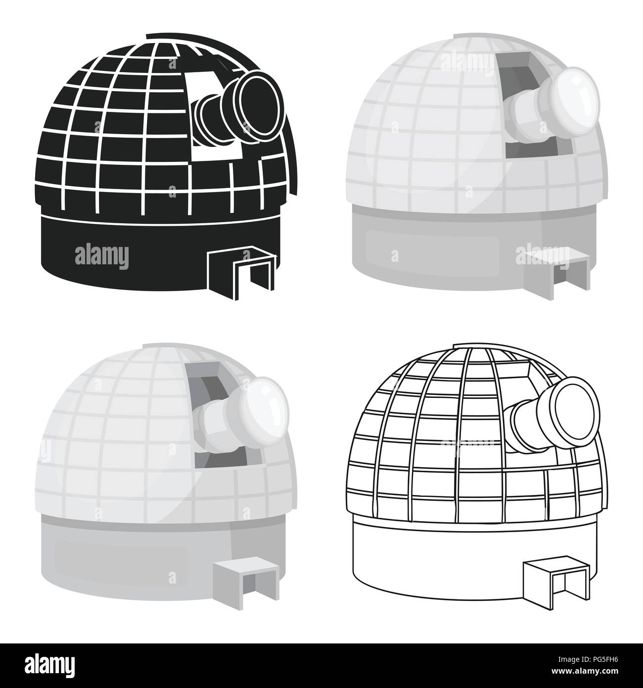 Observatory icon in cartoon style isolated on white background. Space ...