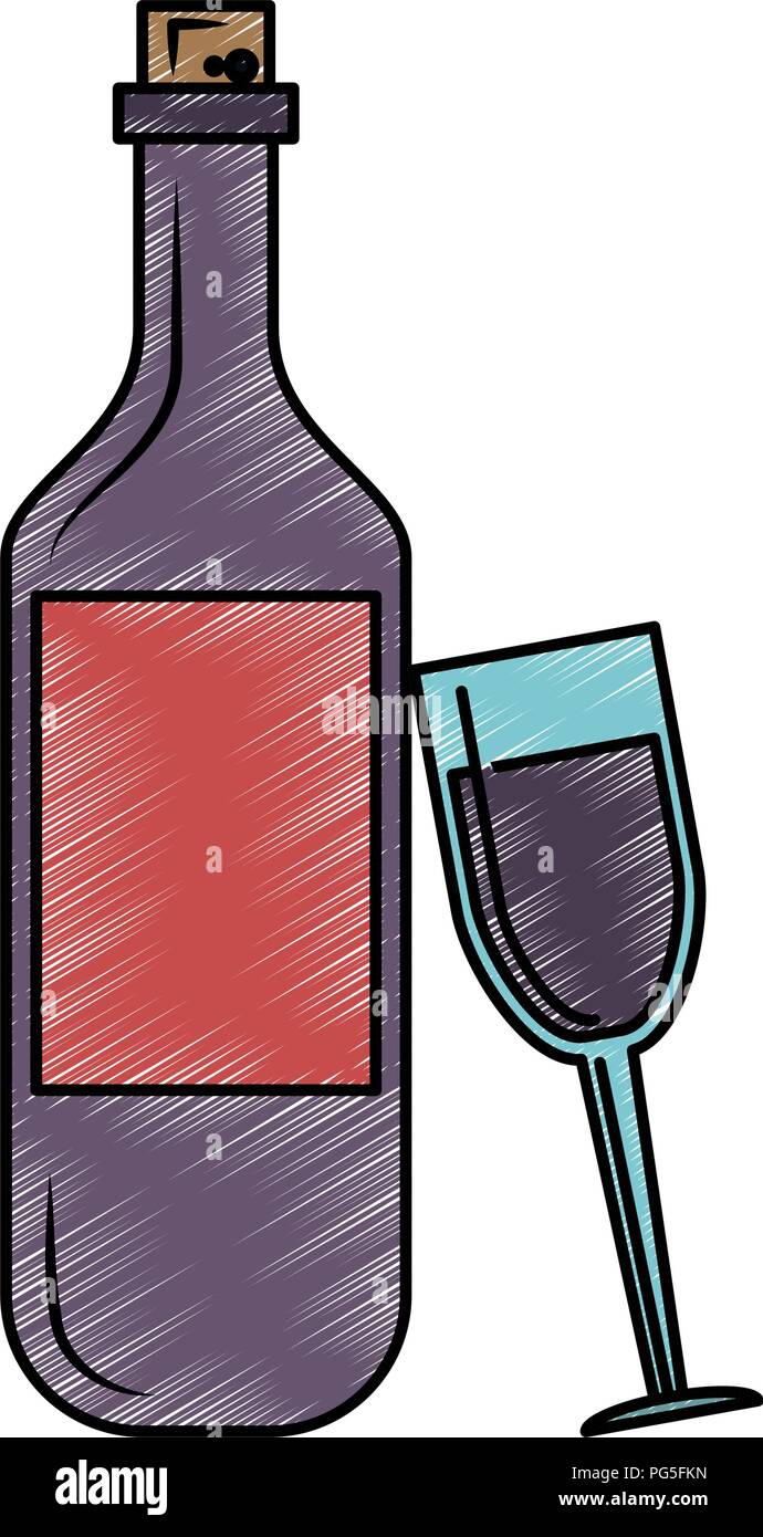 Wine bottle and cup scribble Stock Vector Image & Art - Alamy