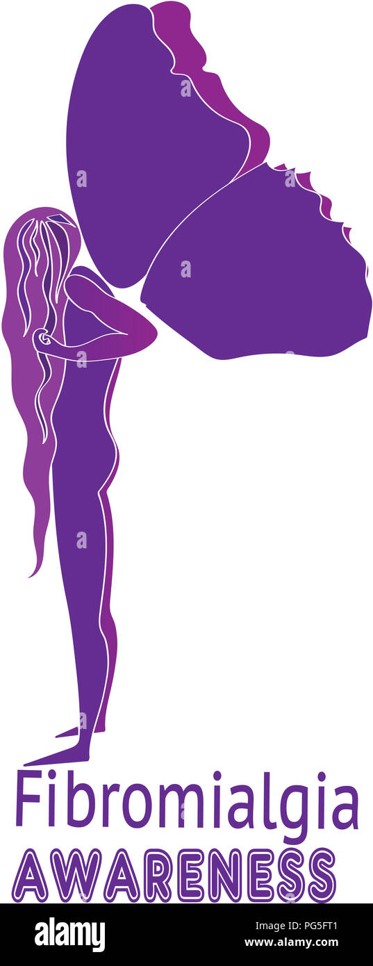 Fibromyalgia Awareness. Purple woman silhouette with heavy purple ...