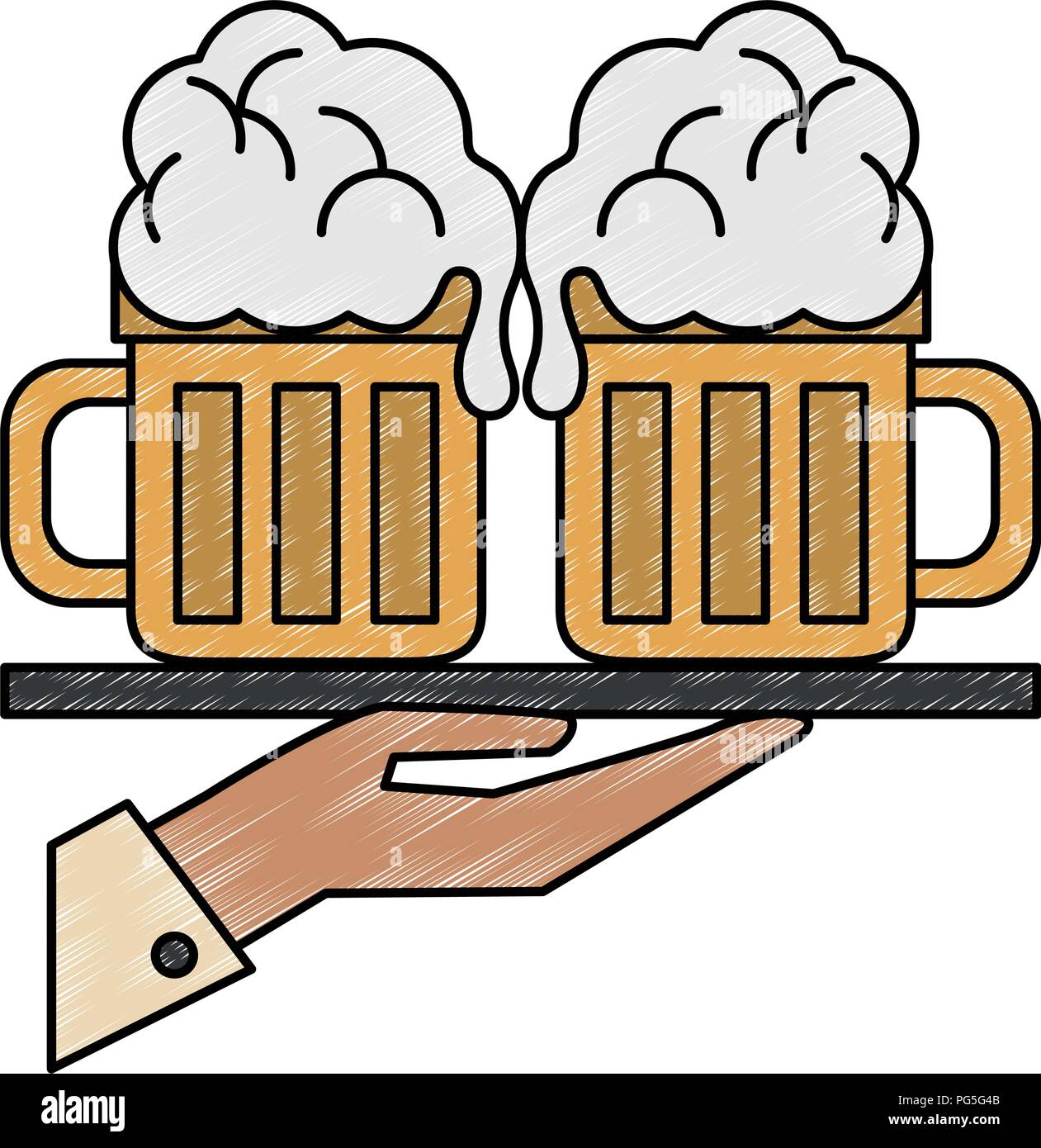 Hand holding beer cups scribble Stock Vector Image & Art - Alamy