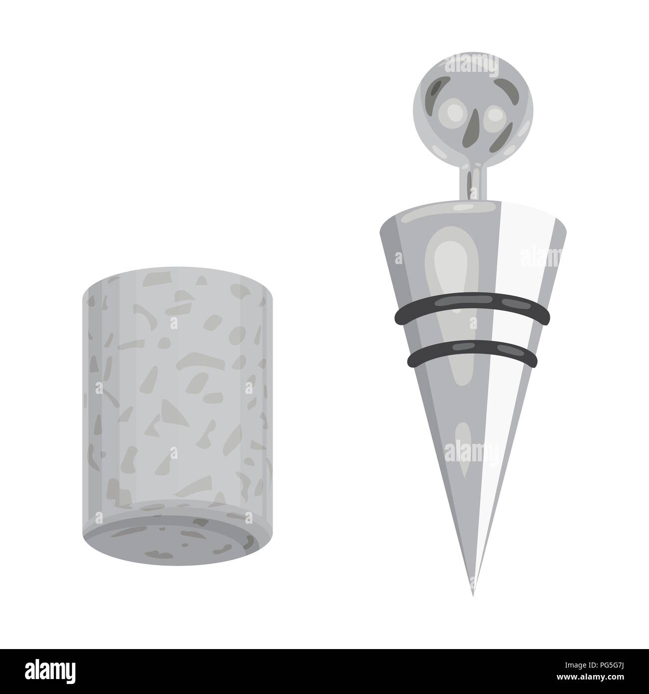 Corkscrew and cork icon in monochrome design isolated on white ...