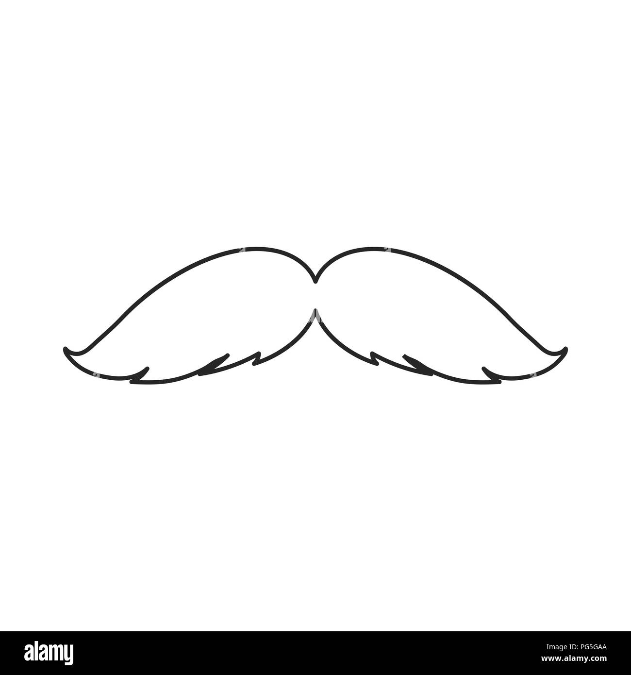 Man's mustache icon in outline style isolated on white background ...