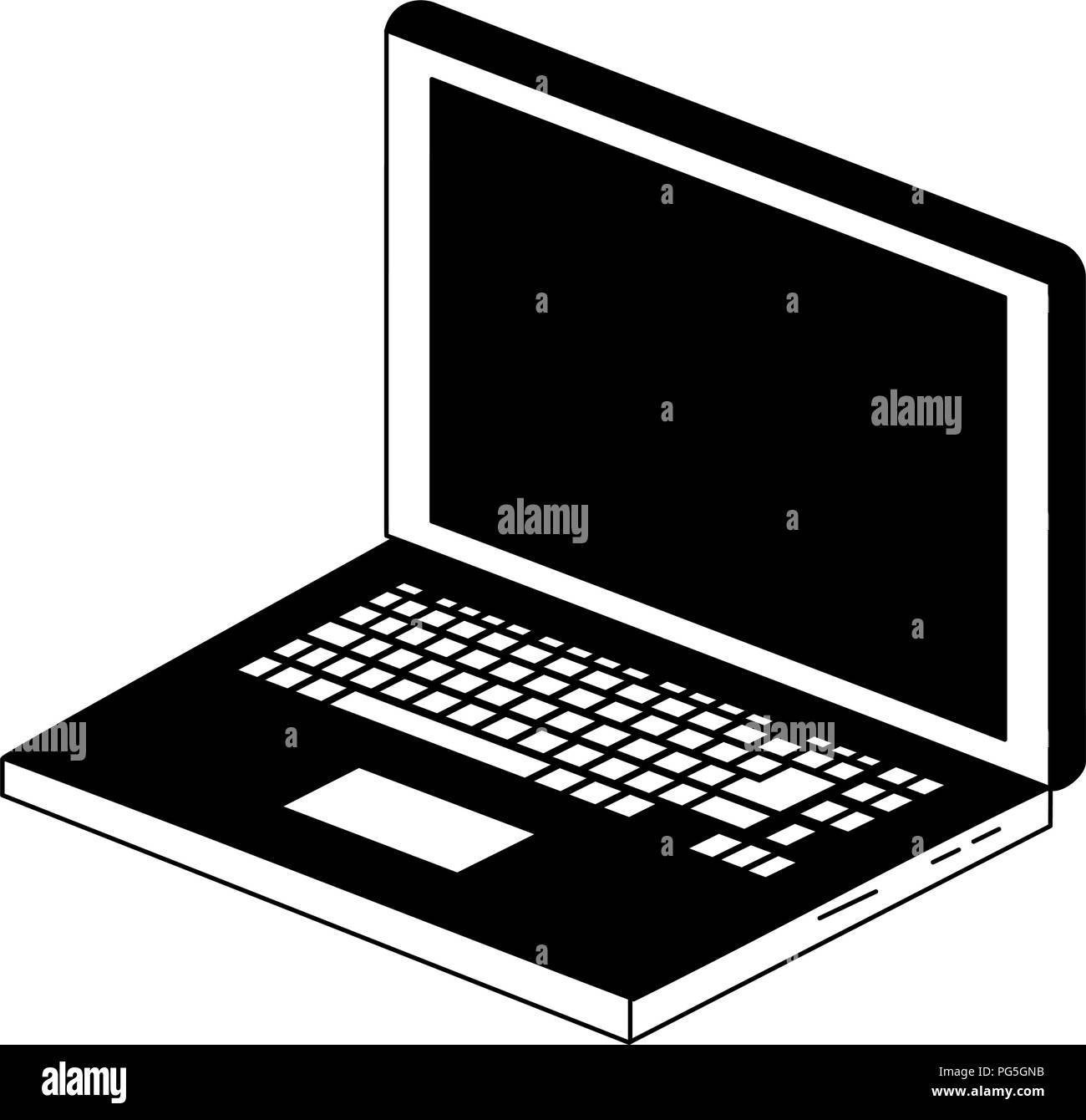 Laptop technology isolated in black and white Stock Vector Image & Art ...