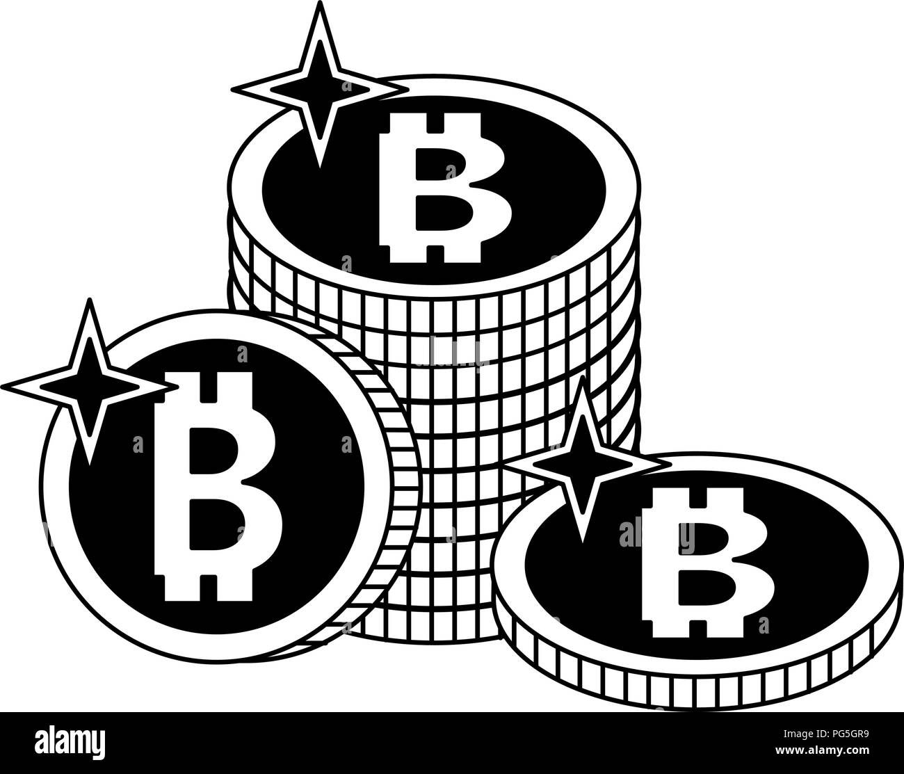 Bitcoins stacked isolated in black and white Stock Vector Image & Art ...