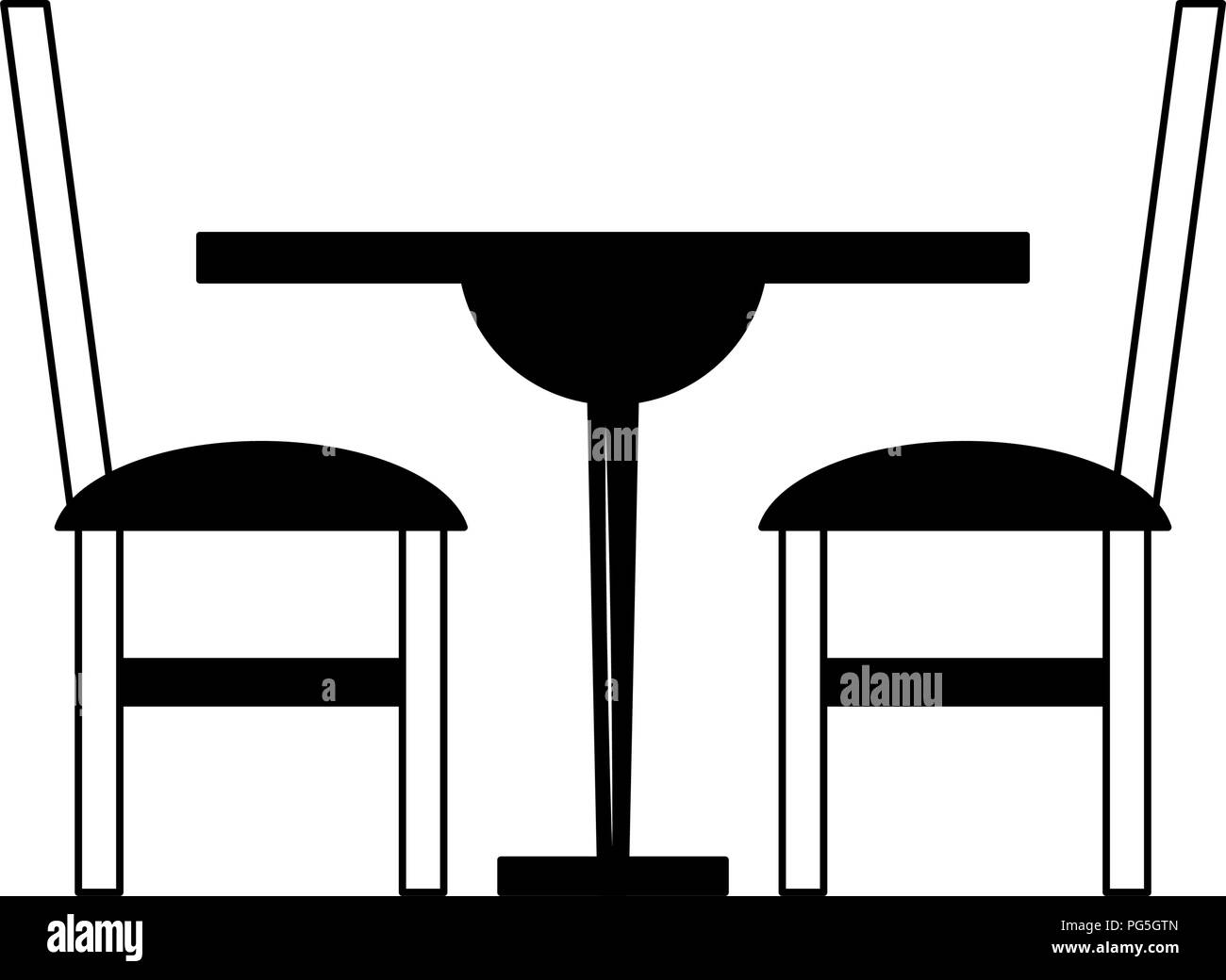dinning wooden table and chairs in black and white Stock Vector Image ...