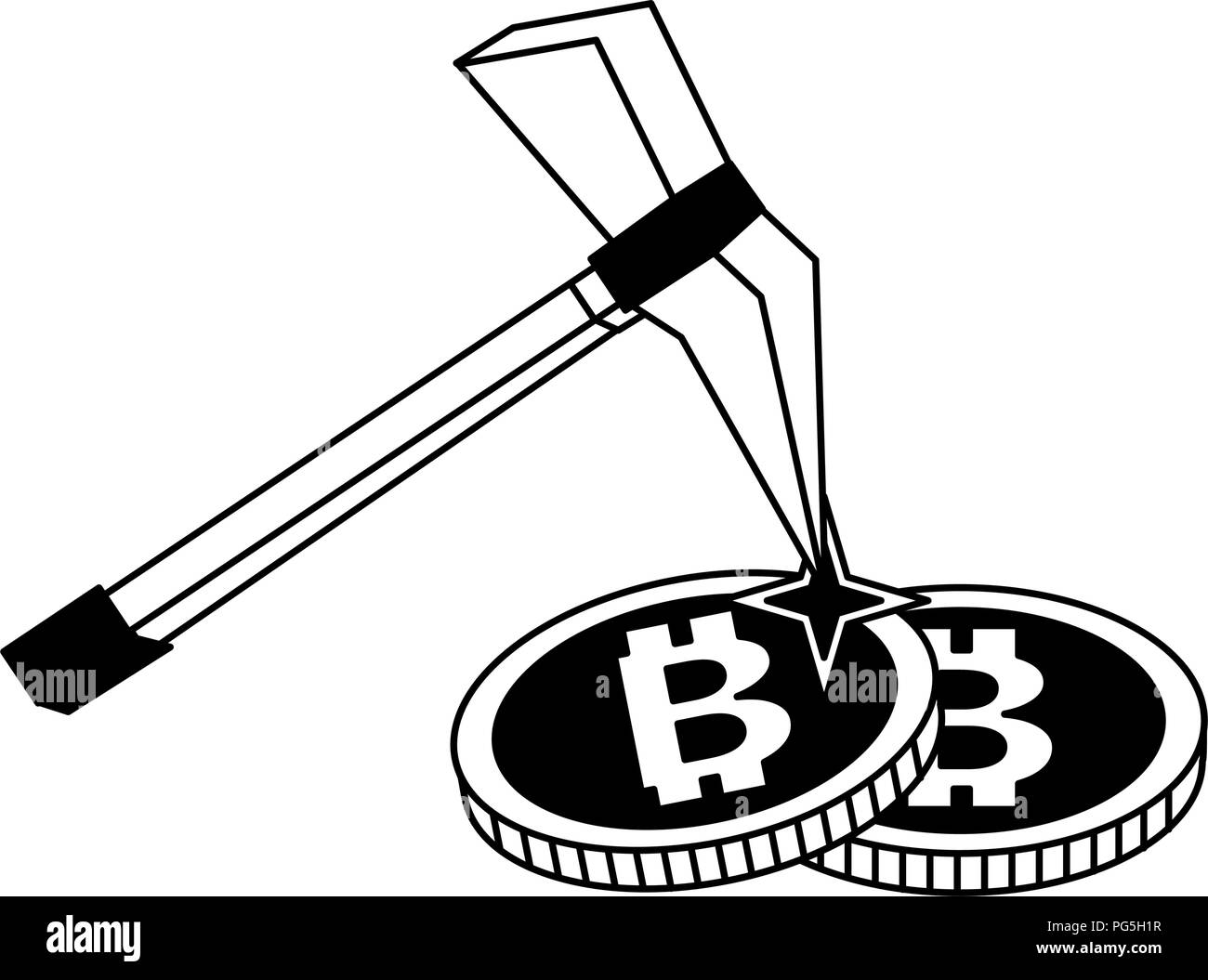 Mining bitcoins symbol in black and white Stock Vector Image & Art - Alamy