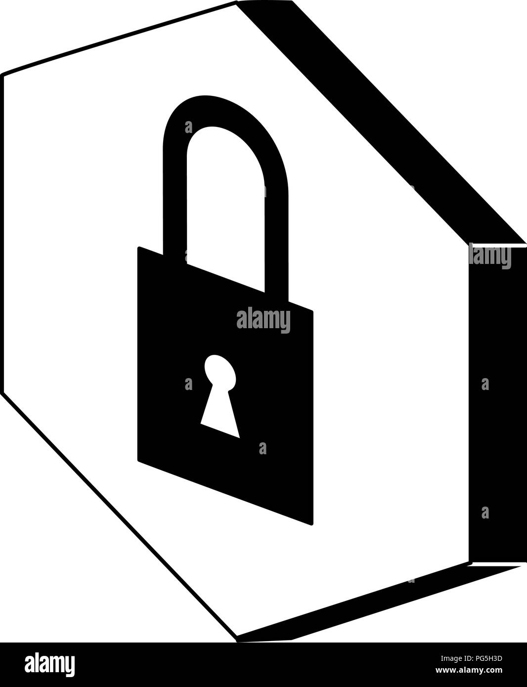 Padlock security emblem in black and white Stock Vector Image & Art - Alamy