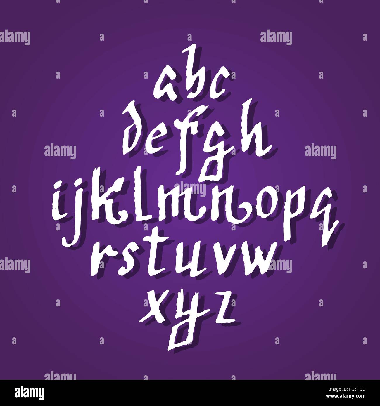 Hand drawn modern dry brush lettering. Gothic style alphabet. Grunge ...