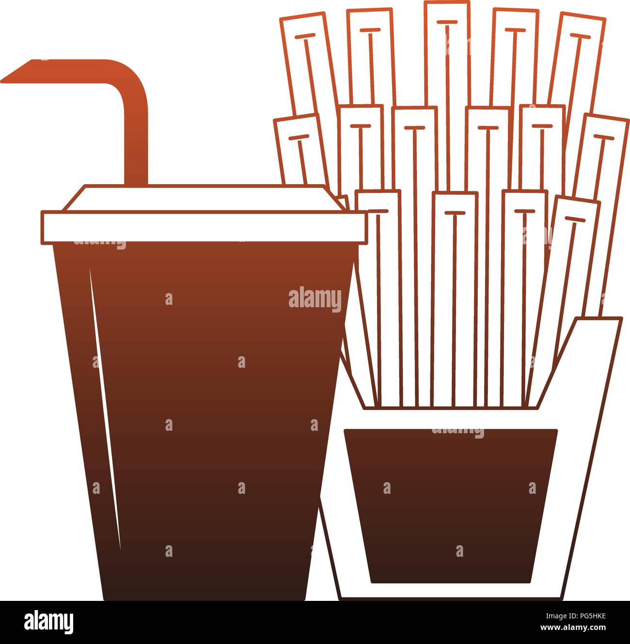 French fries and soda red lines Stock Vector Image & Art - Alamy