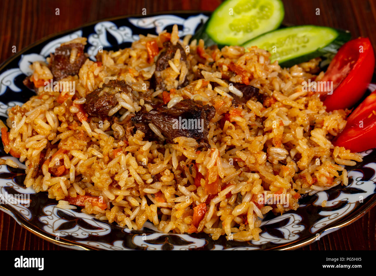Uzbek traditional Plov with beef Stock Photo - Alamy
