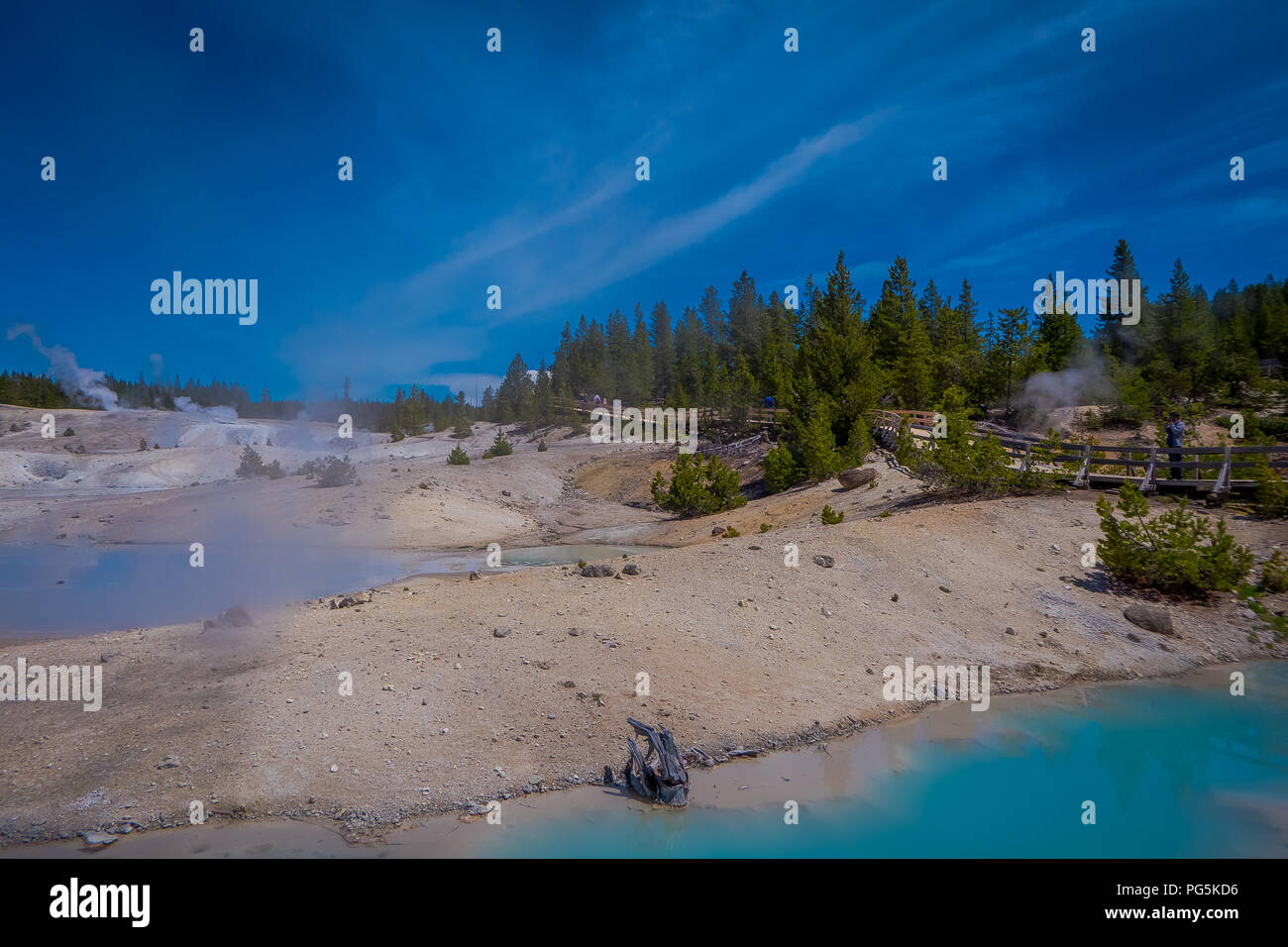 Pools of colorfully colored water dot the landscape of the Norris ...
