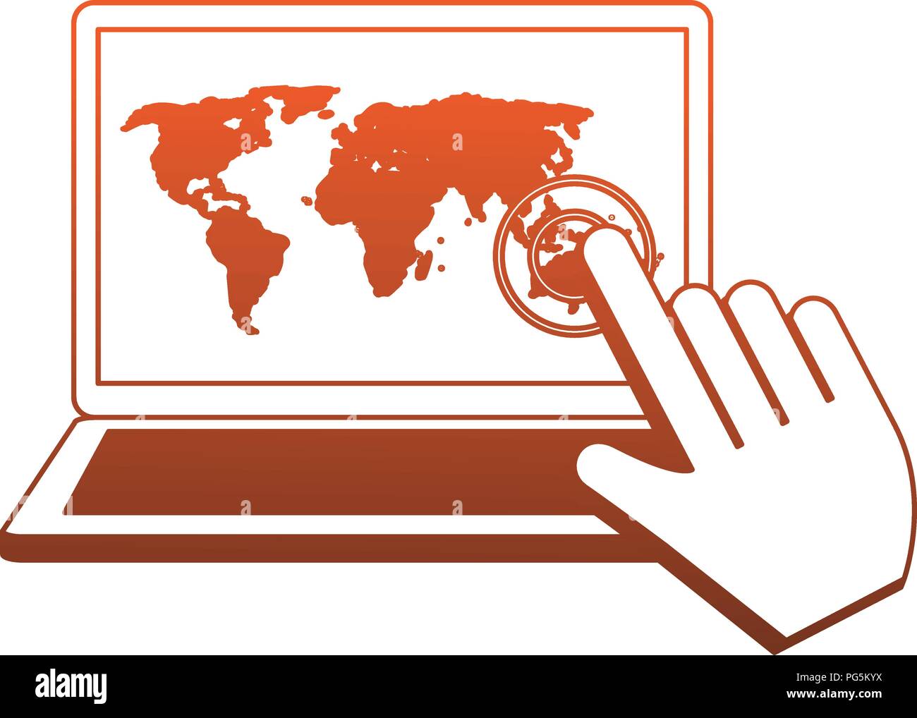 Cursor touching laptop screen red lines Stock Vector Image & Art - Alamy