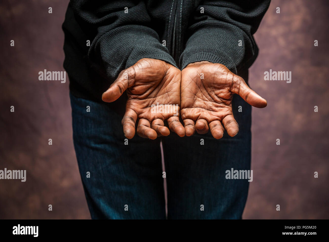 Portrait of a pair of dark complexioned / African American / black male ...