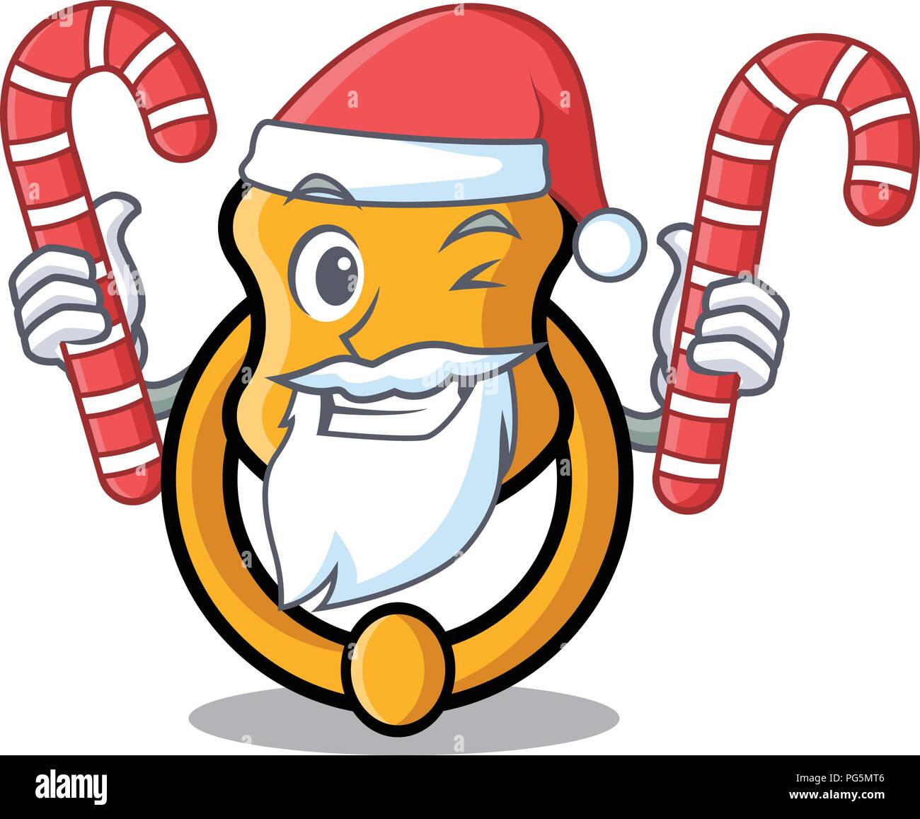 Santa with candy vintage door knocker on mascot cartoon Stock Vector ...