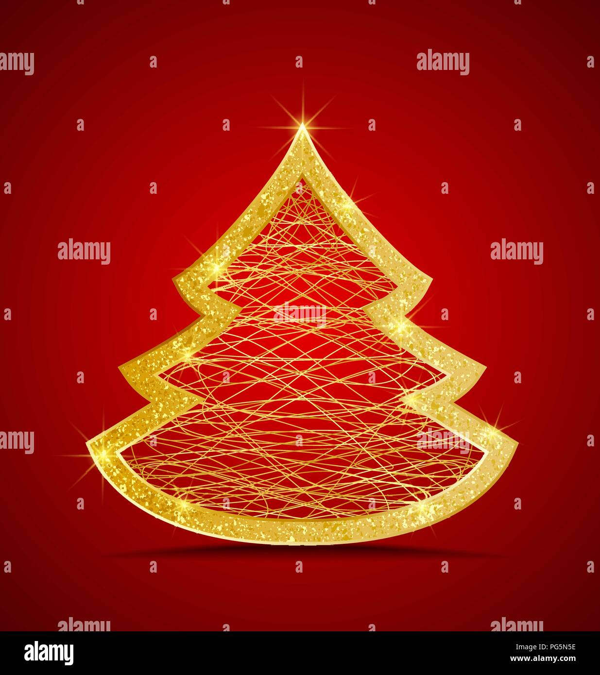 Christmas tree in red golden Stock Vector Images - Alamy