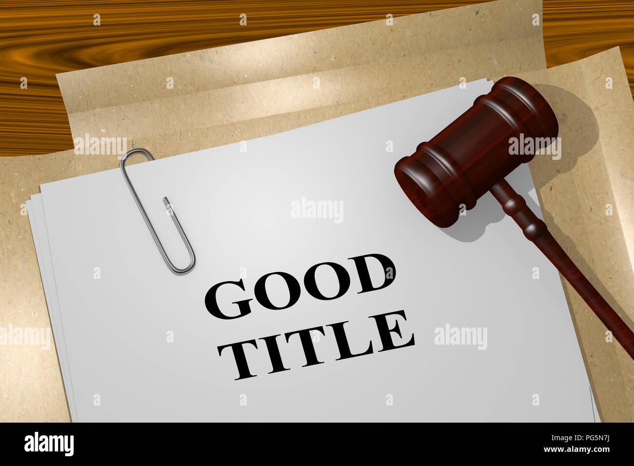3D illustration of GOOD TITLE script on legal document Stock Photo - Alamy