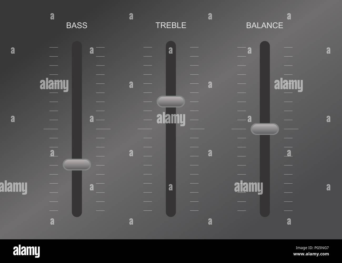 Illustration of a sound equalizer control for bass, treble and balance ...
