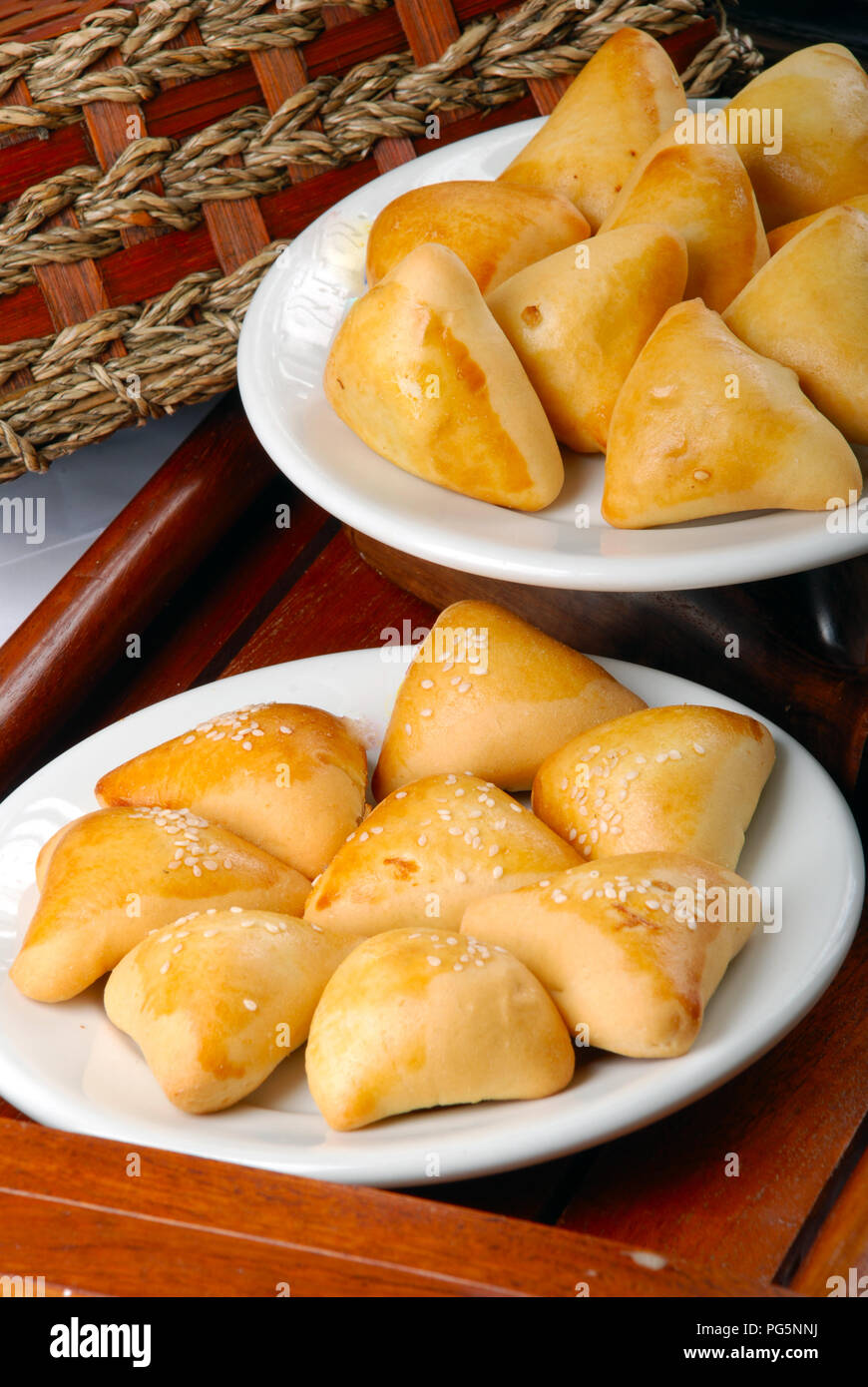 Brazilian snack. Meat Esfiha Stock Photo - Alamy