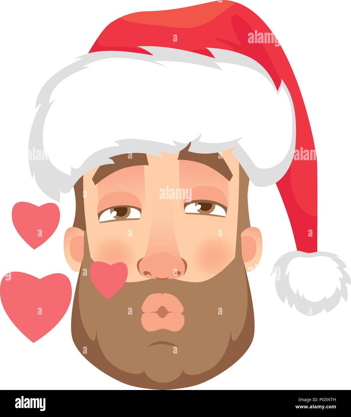 Head of a man in a Santa Claus hat. Man face expression. Human emotions ...