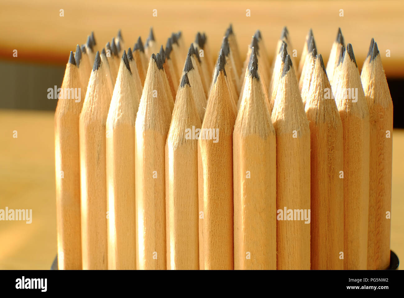 Packing of simple pencils. Many pencils piled in a big pile object ...