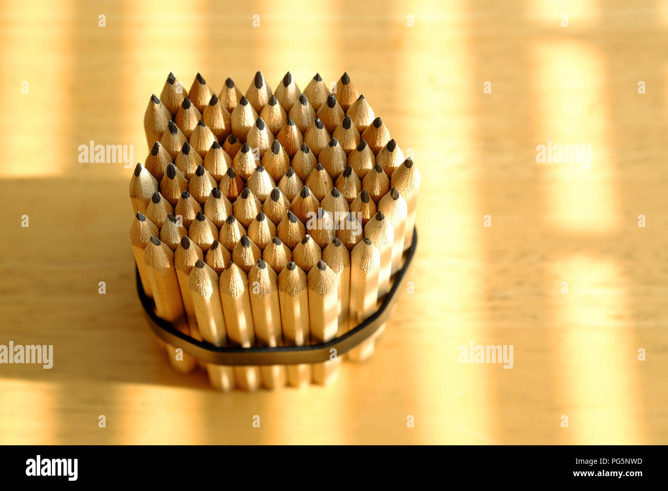 Packing of simple pencils. Many pencils piled in a big pile object ...