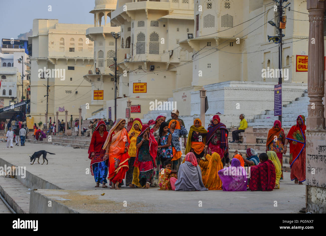 Pushkar, India - Nov 5, 2017. Indian women at holy site in Pushkar ...